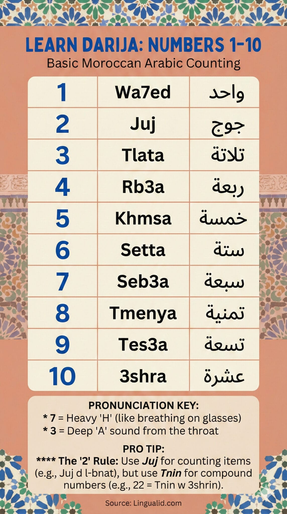 Learn How To Count In Moroccan Arabic - Numbers in Darija - Lingualid
