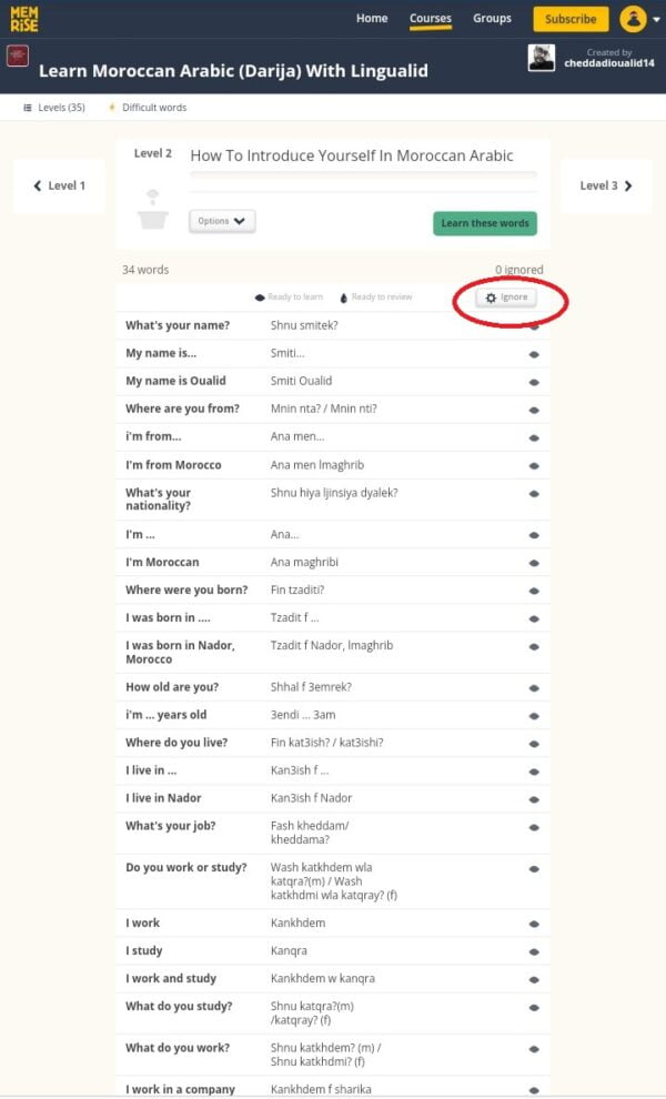 How To Use Memrise To Learn Moroccan Arabic - Lingualid