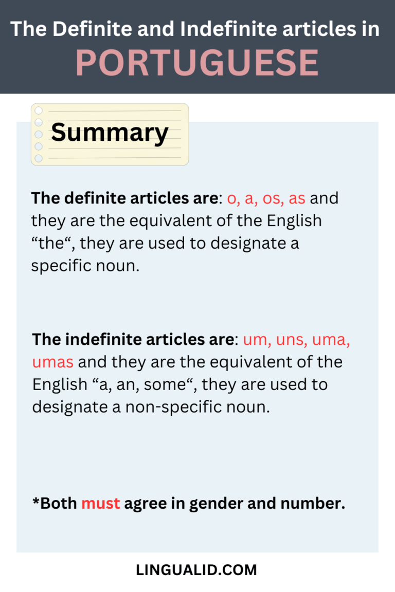 Guide To Articles In Portuguese: Definite And Indefinite - Lingualid