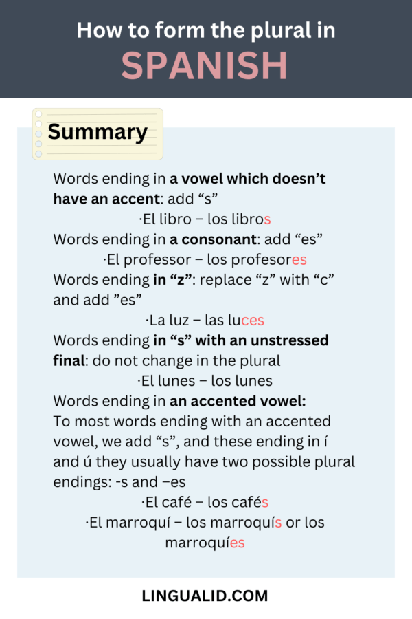 The Plural In Spanish - The Definitive Guide - Lingualid