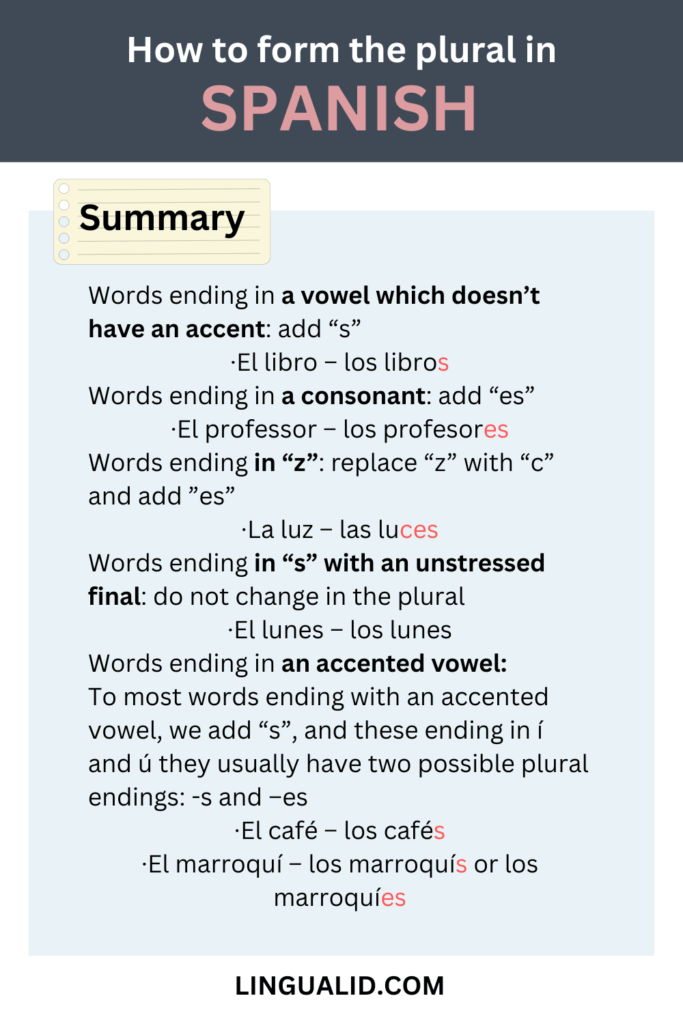 The Plural In Spanish - The Definitive Guide - Lingualid