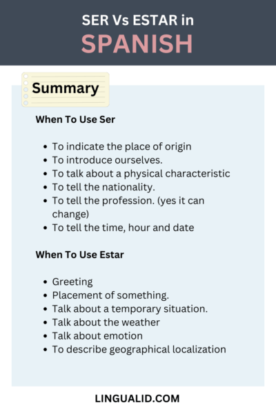 Ser And Estar In Spanish : A Simple Guide - Lingualid
