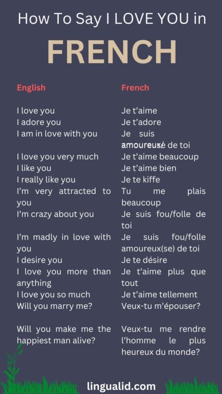 Sweet Romantic Phrases in French for Lovers