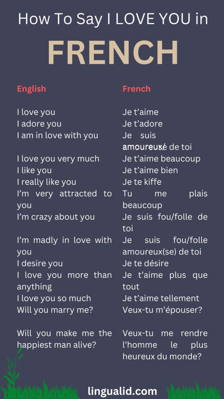 Sweet Romantic Phrases in French for Lovers