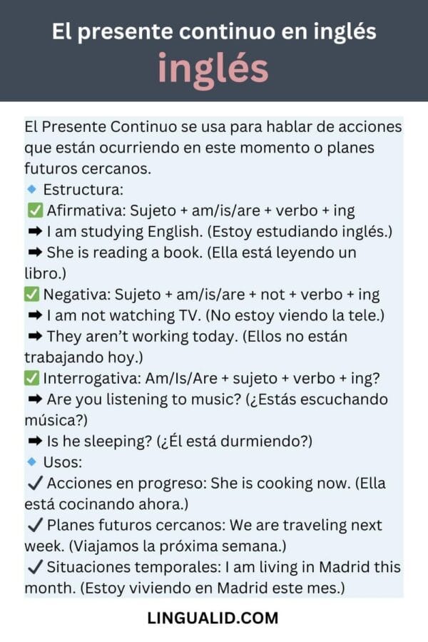 El presente continuo en inglés: guía completa