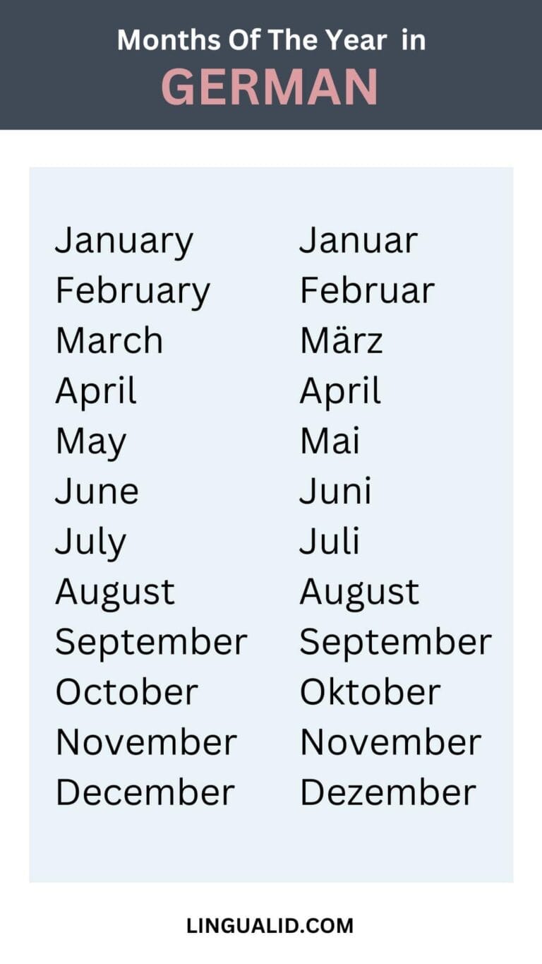 Days Months And Seasons In German - Lingualid
